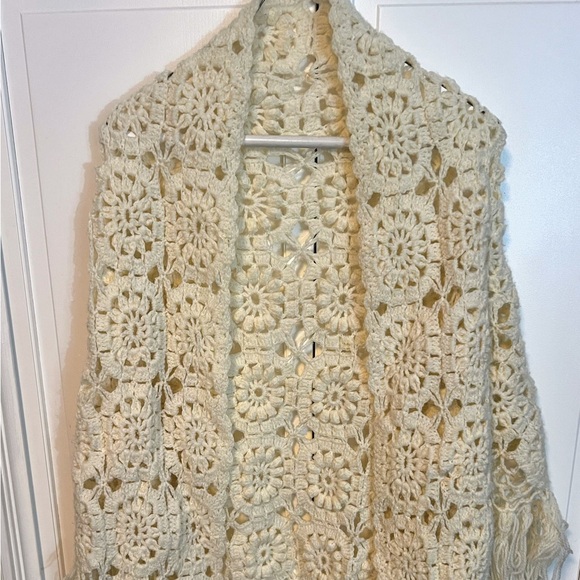 Sweaters | Elegant Cream Crochet Women Shallthrow | Poshmark